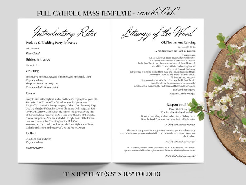 Catholic Wedding Mass Program Template, Modern Printable, Worship Aid ...