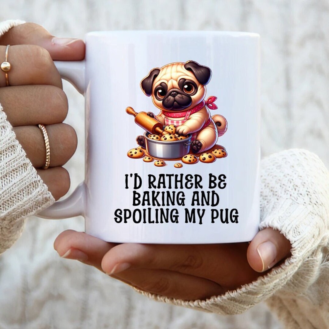 Pug Themed Gift for Woman Baker Mug for Pug Mom Gift Who Loves Baking ...