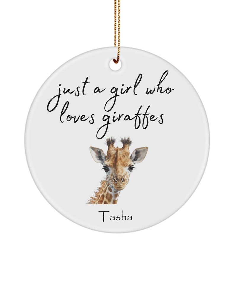 Personalized, Just a Girl Who Loves Giraffes Ornament, Giraffe Themed ...