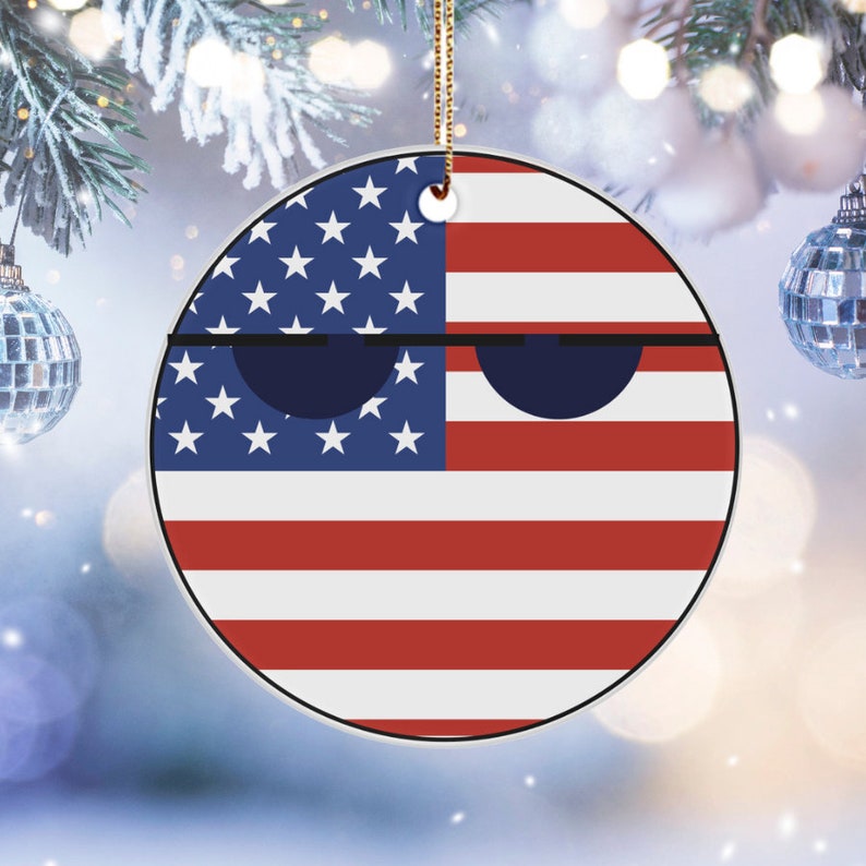 USA Countryball Ornament, USA Countryballs Gift, USA Polandball Tree ...