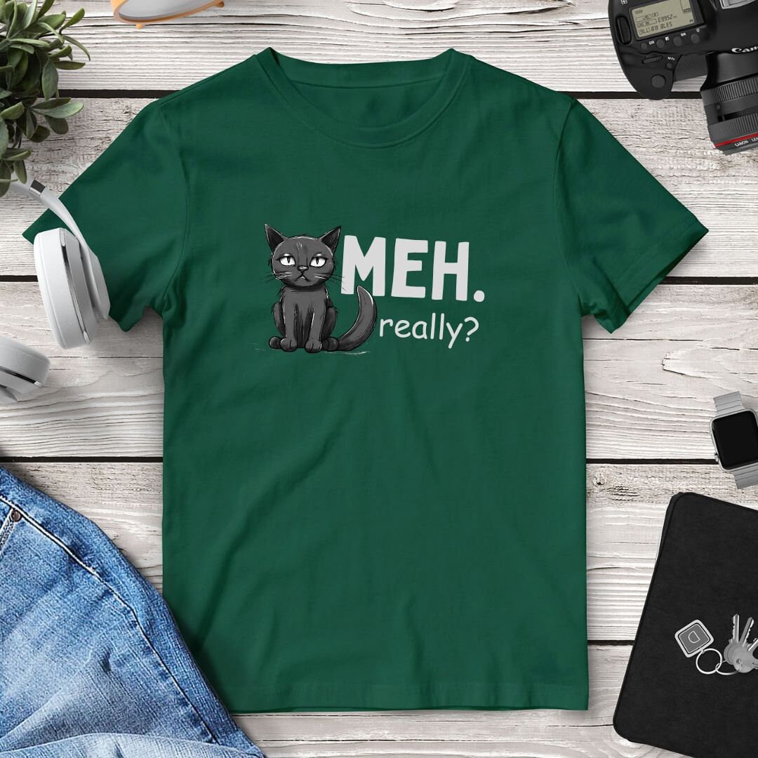 Funny Cat Meh Meow Black Cat for Men Women Gifts T-shirt Meh Cat Shirt ...