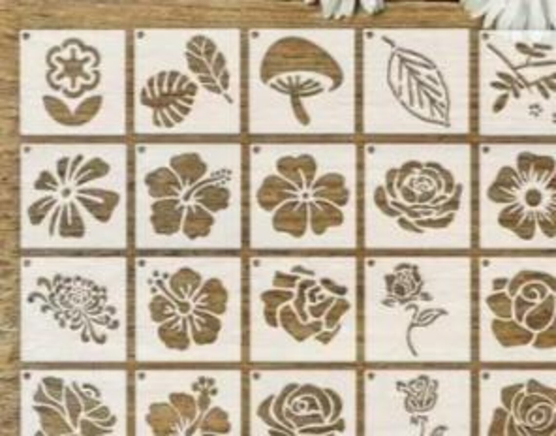 100 Flower Stencils: 5cm Reusable Templates for DIY Crafts - Etsy