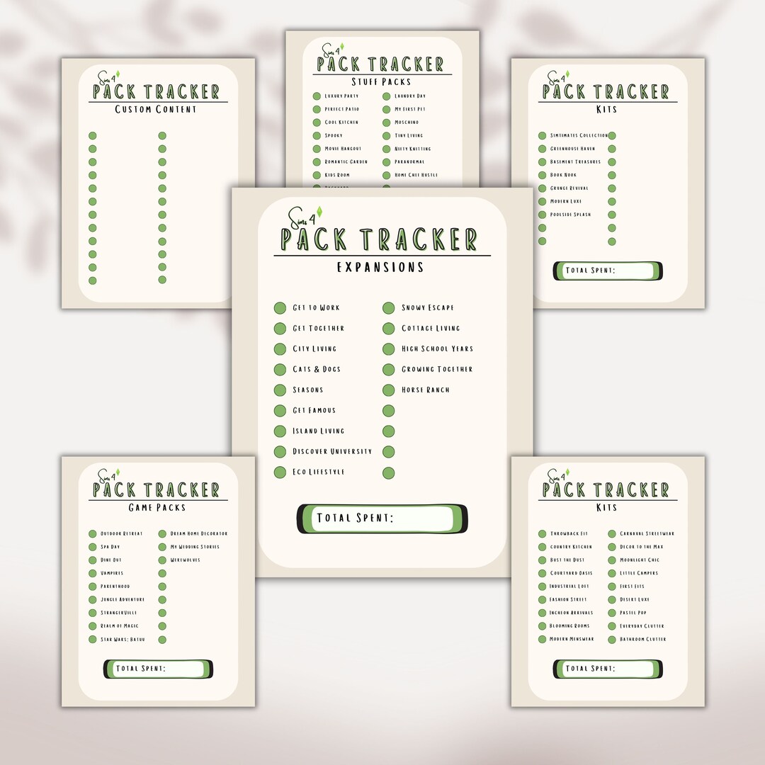 Buy The Sims 4 Printable Pack Tracker, Expansion Pack Tracker, Sims 4 ...