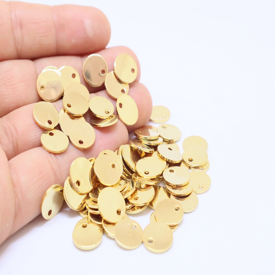 8 Mm 24 K Shiny Gold Plated Round Disc Coin Charms Stamping - Etsy