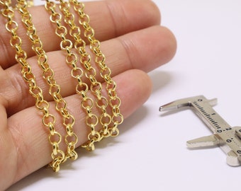 2.5mm 24k Shiny Gold Plated Tiny Rolo Chain, Gold Round Link Chain ...