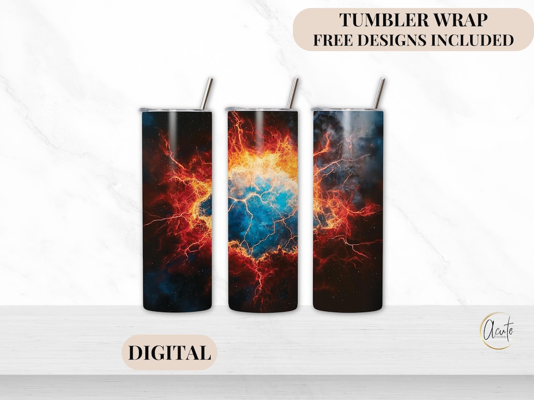 Fire Nebula Galaxy Full Wrap 20 Oz Skinny Tumbler Sublimation Design ...