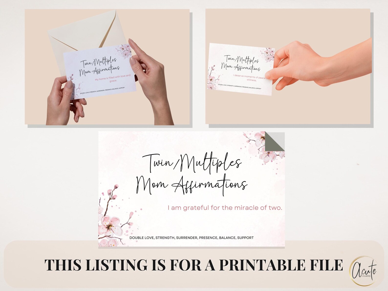 Twin Mom Affirmation Cards: Printable Emotional Support (PDF & PNG) - Etsy