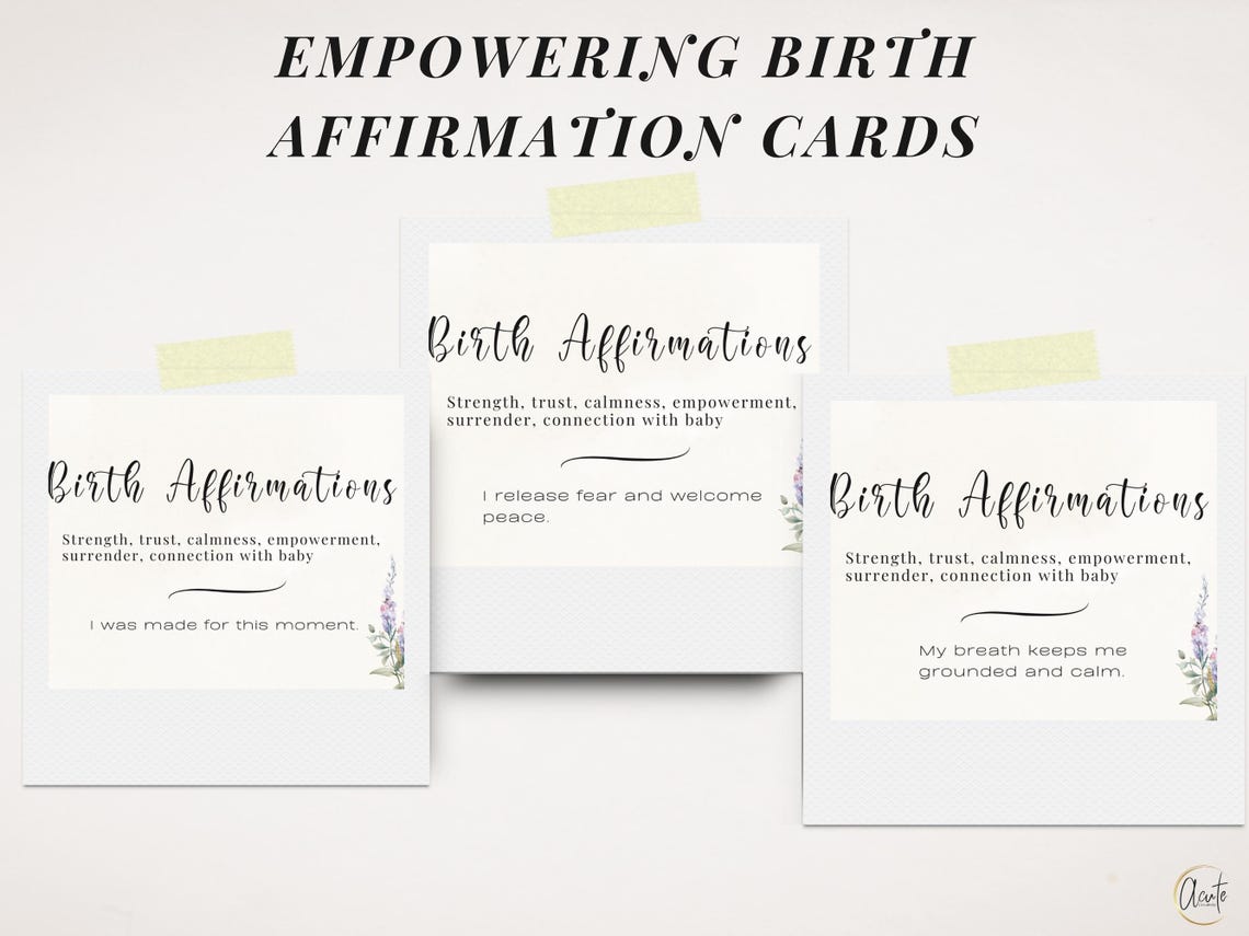 Printable Birth Affirmation Cards Pregnancy Mantra Empowering Doula ...