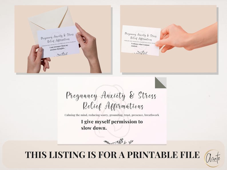Calming Pregnancy Affirmations Printable Anxiety Relief & Mindfulness ...