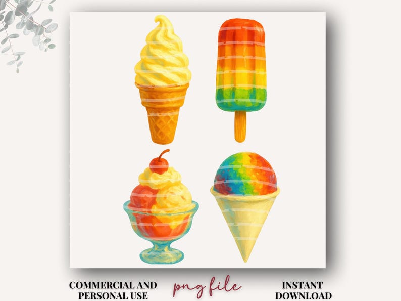 Ice Cream PNG Clipart: Summer Treats (digital Download) - Etsy