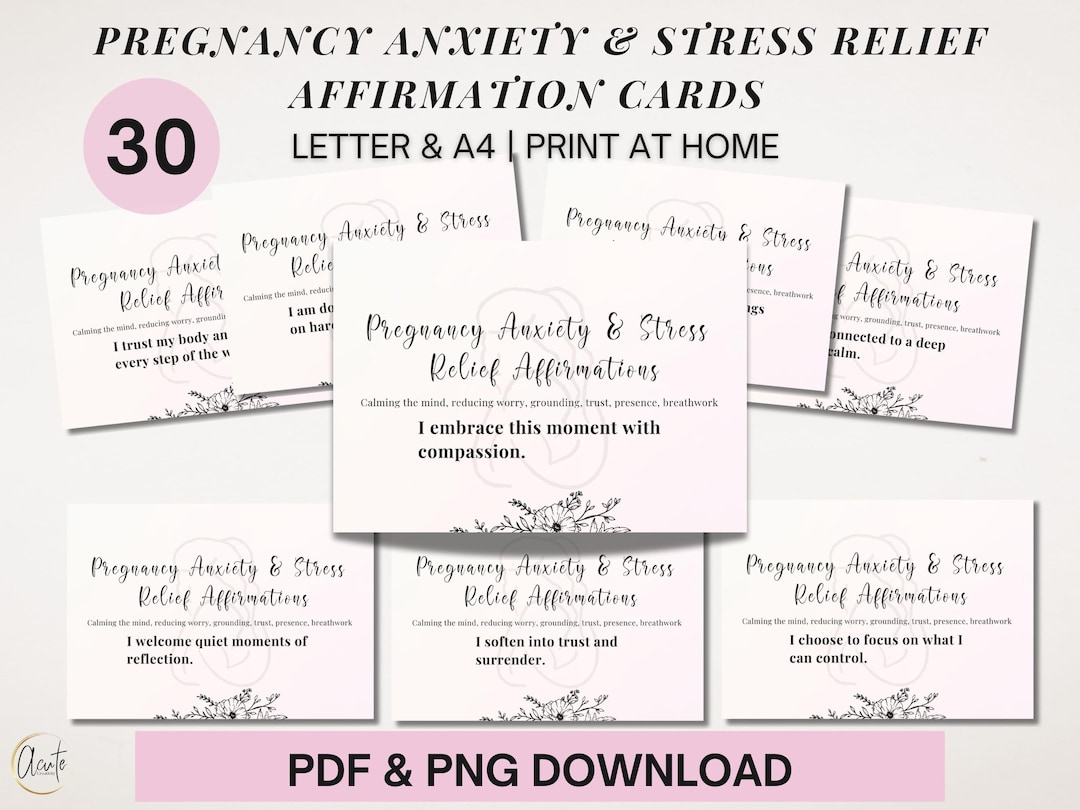 Calming Pregnancy Affirmations Printable Anxiety Relief & Mindfulness ...