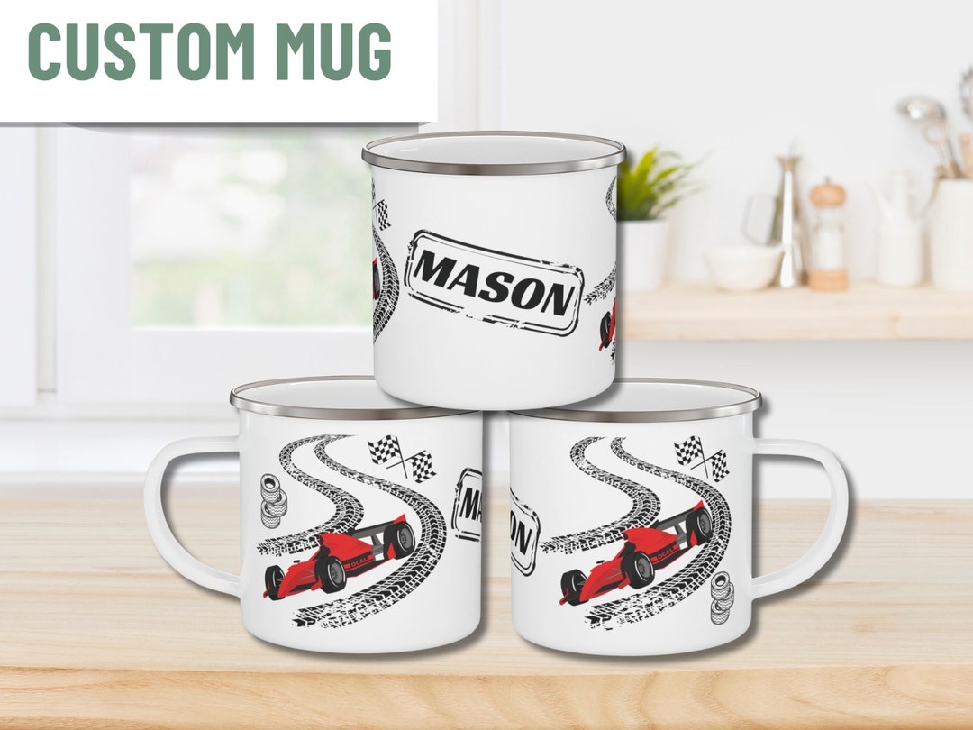 Custom Name Mug Racing Theme Race Car Birthday Party Personalized ...