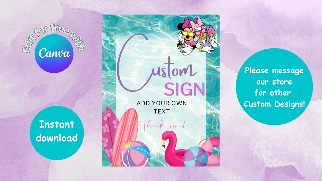 Minnie Mouse Summer Pool Party, Birthday Party, Customizable Party ...