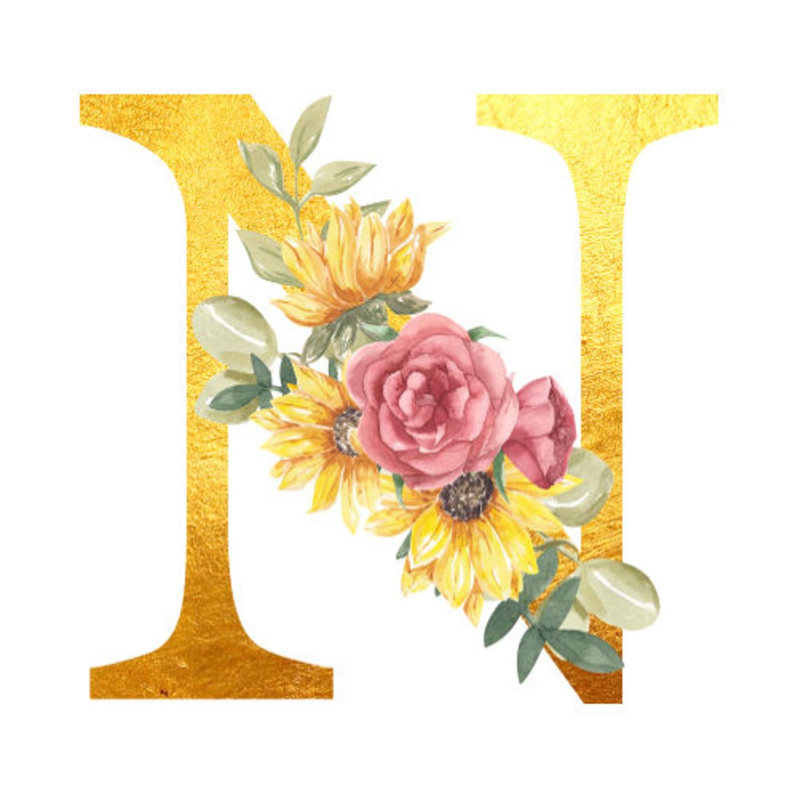 Flowered Letters 3 5 Pngs - Etsy
