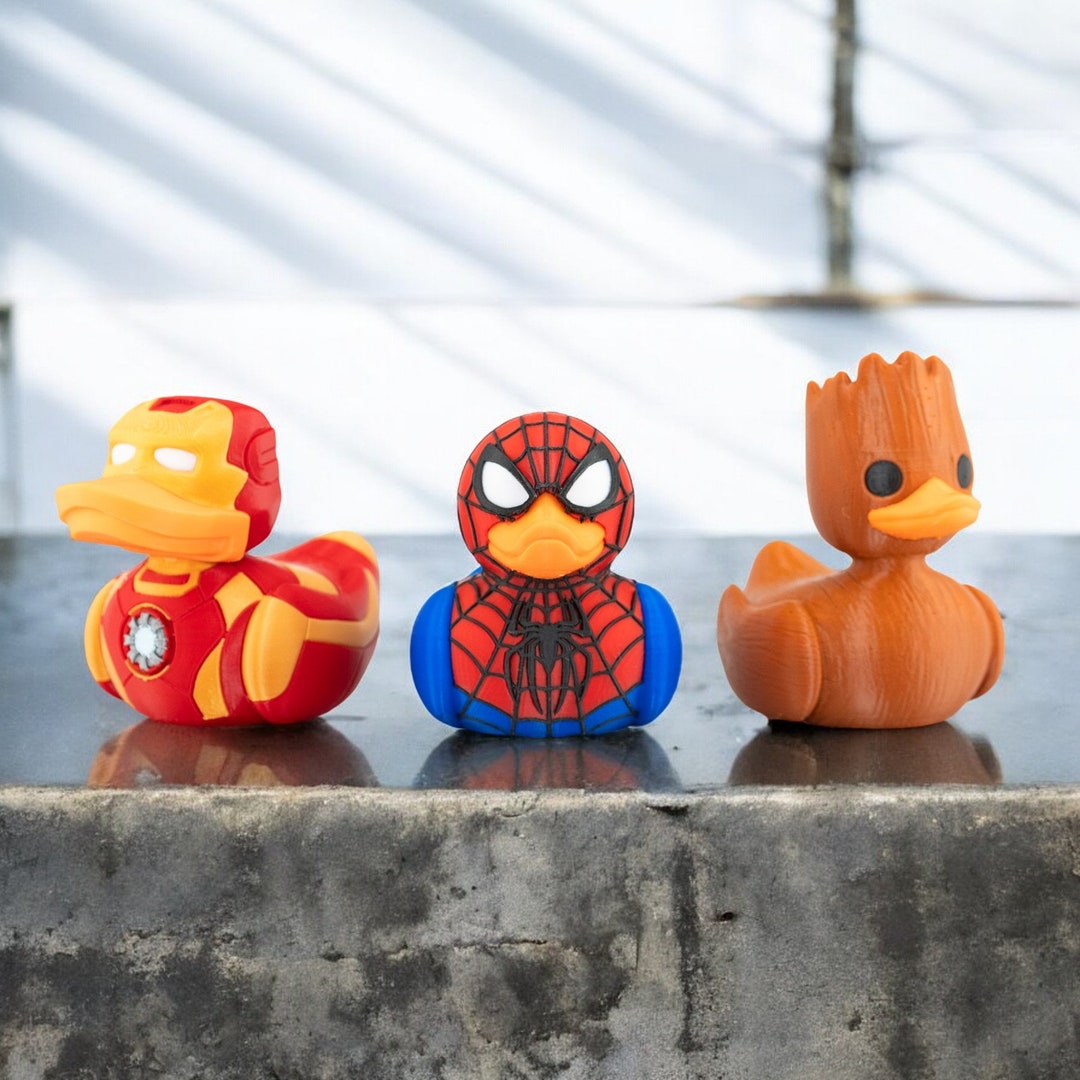 Marvel Superhero Cute Ducky Set Spider-man, Groot, Iron-man as Cute ...