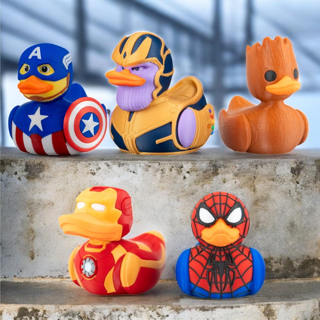 Marvel Superhero Cute Ducky Set - Spider-man, Captain America, Groot ...
