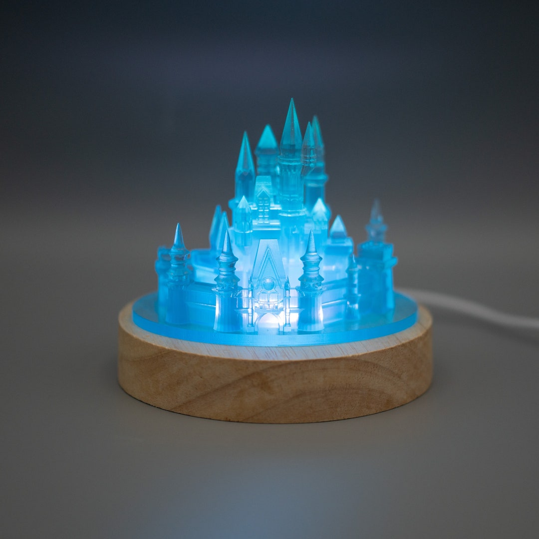 RGB Mini Night Light With Wooden Base and Remote Cinderella Castle USB ...