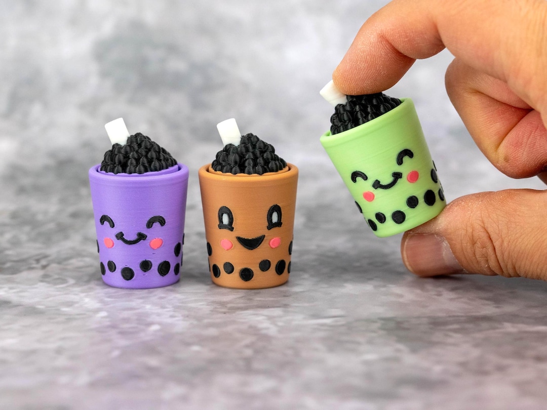 Boba Mini Fidget Toy 3-pack - Milk Tea (brown), Matcha (green) and Ube ...