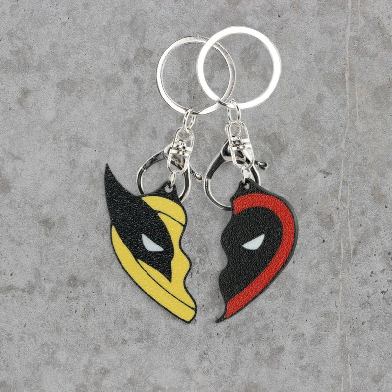Deadpool and Wolverine Heart Keychain - Etsy