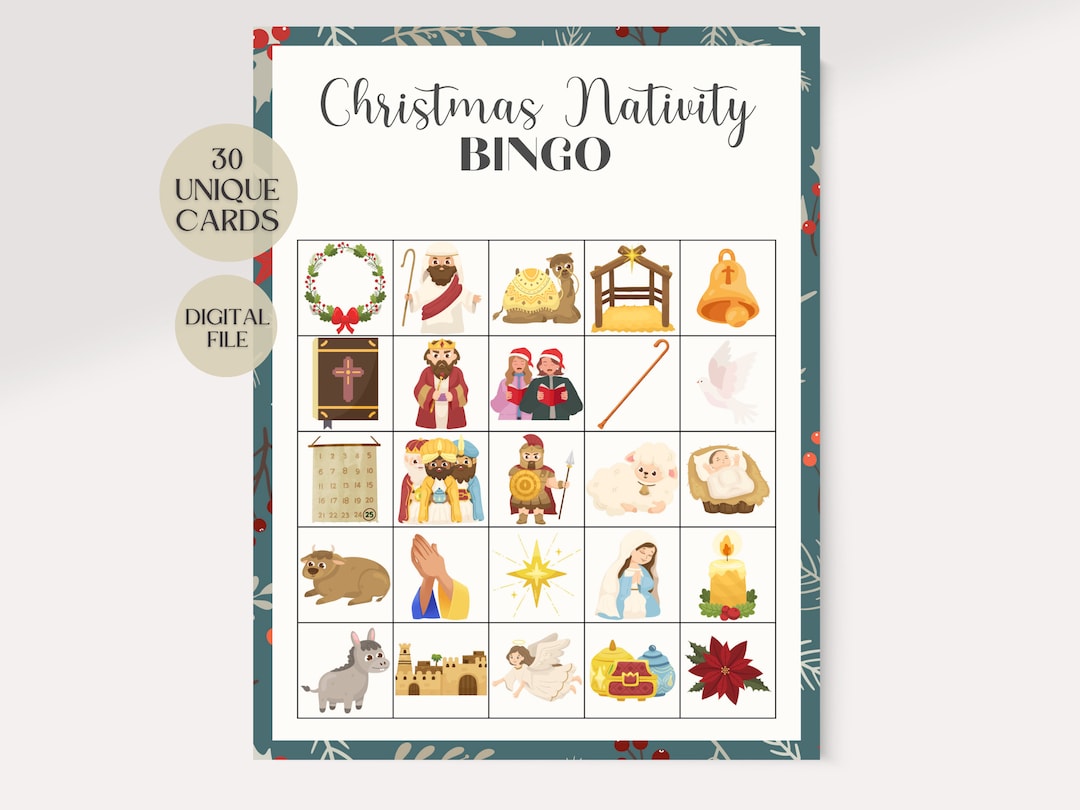 Christmas Nativity Bingo Game, 30 Bingo Cards Pack, Holiday Printable ...