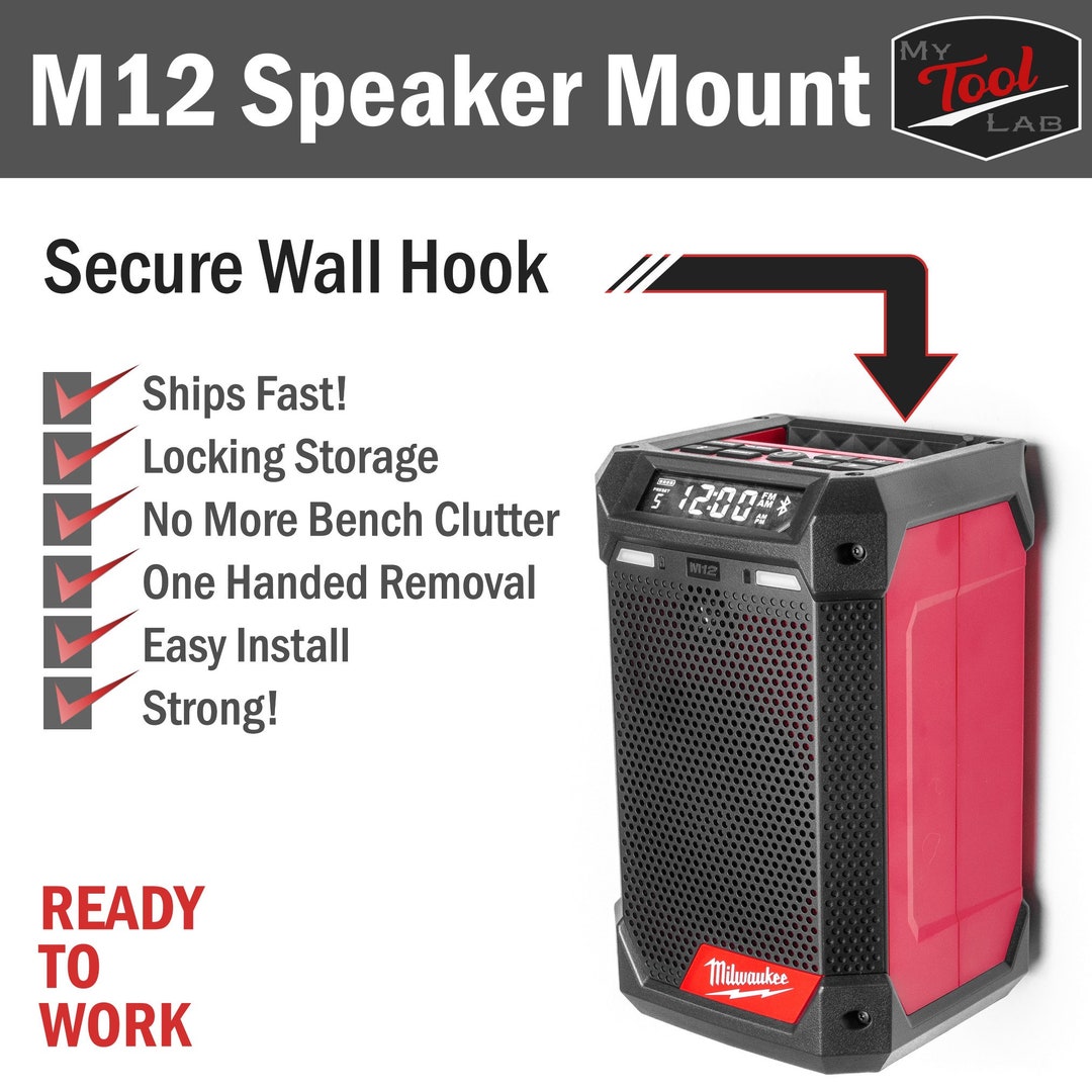 Milwaukee M12 BT Speaker- Compatible – Locking Wall Mount - Low Profile ...