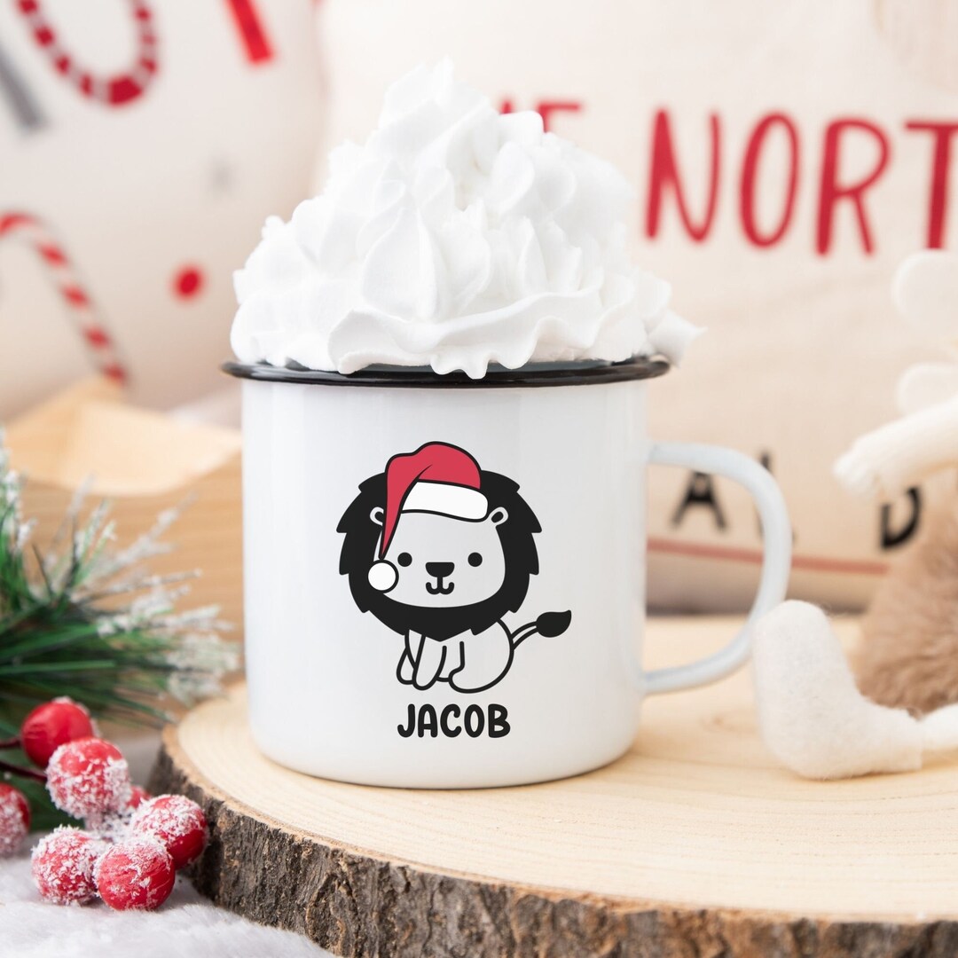 Personalized Kids Hot Cocoa Mug, 12 Oz Enamel Camp Cup, Stocking ...