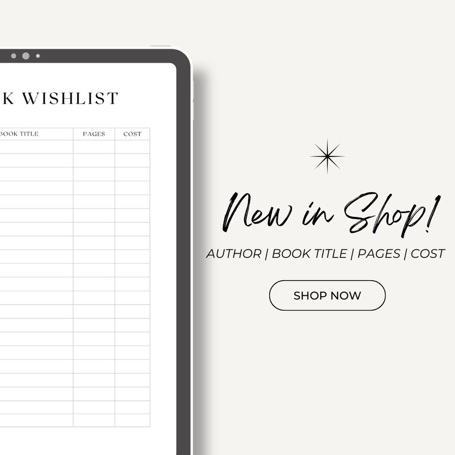 Simple Book Wish List Page Digital, Printable & Fillable. Wishlist ...