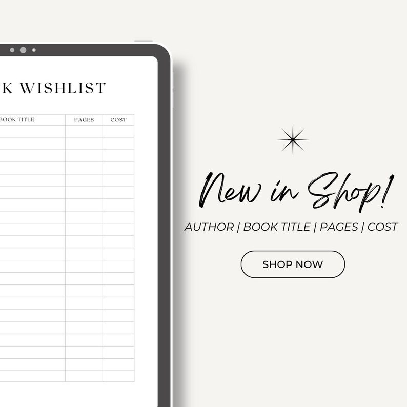 Simple Book Wish List Page Digital, Printable & Fillable. Wishlist ...