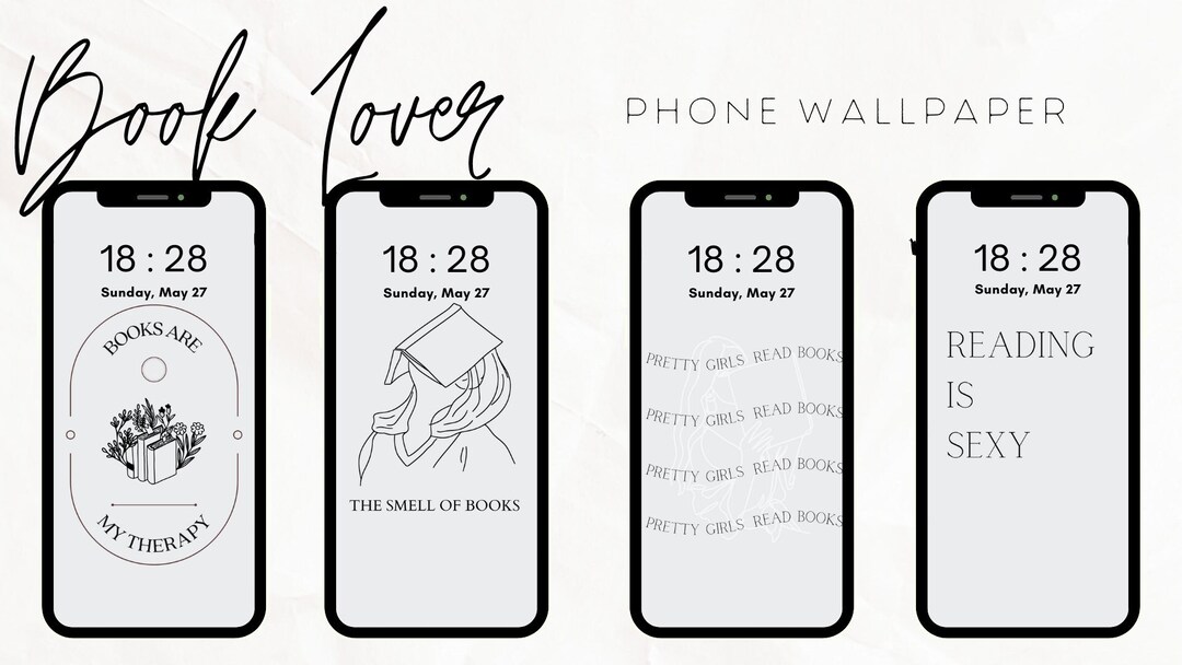Minimalist Book Lover Wallpaper Aesthetic iPhone Bookish - Etsy