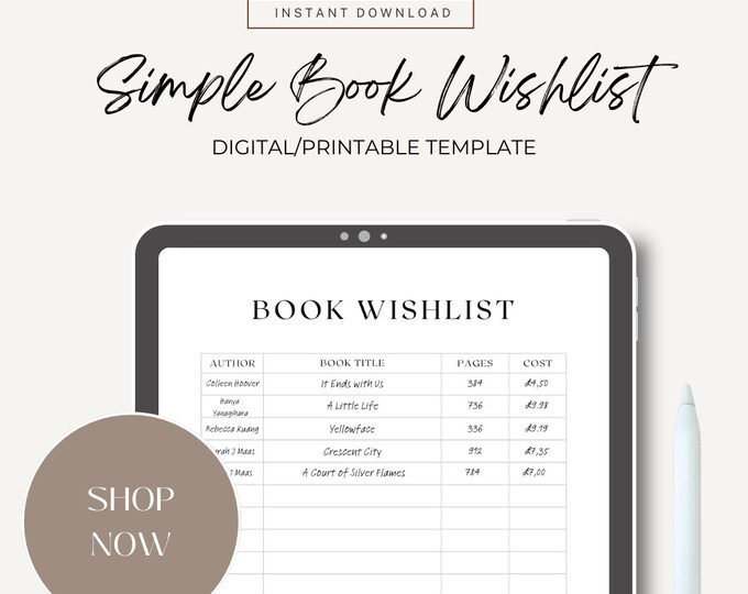 Digital Book Wishlist and Author Pages - Etsy Canada