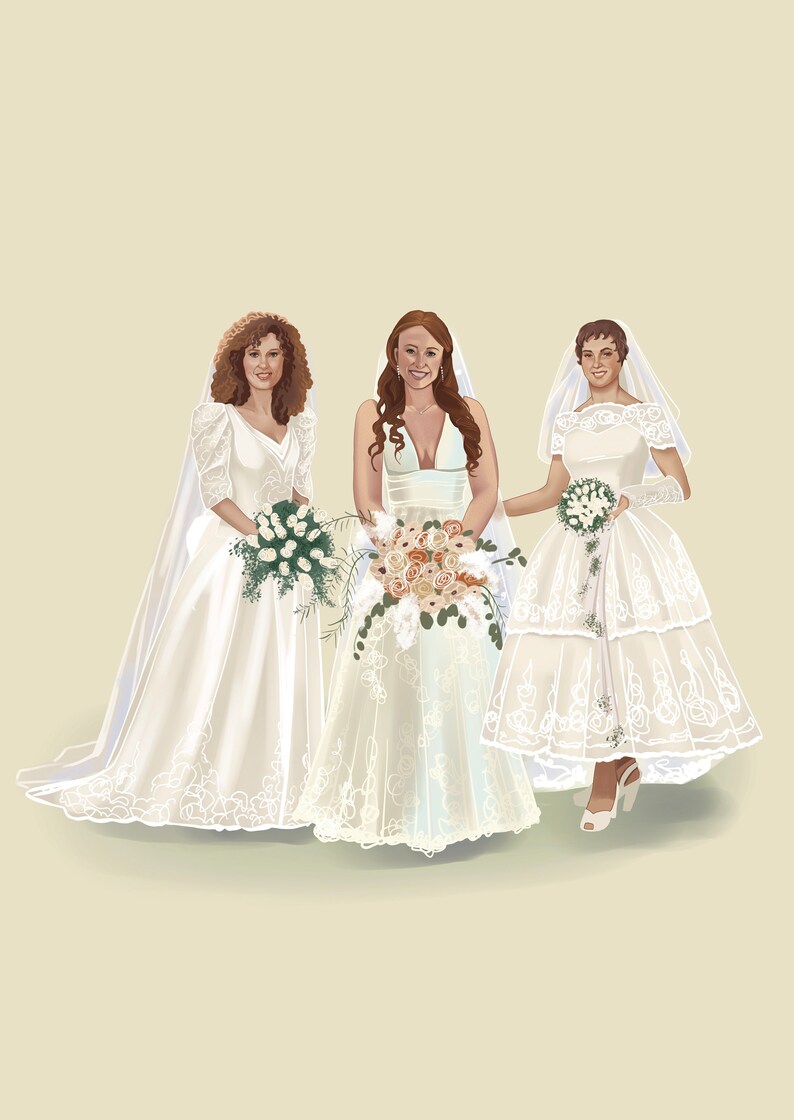 Custom Generational Wedding Portrait, Mother of the Bride Gift, Digital ...