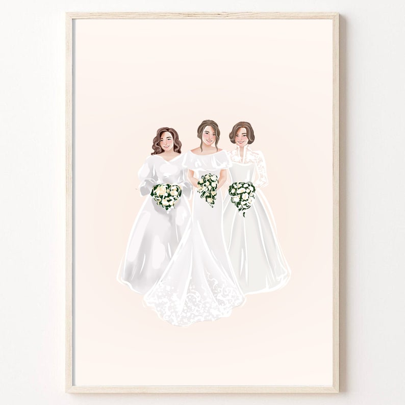 Custom Generational Wedding Portrait, Mother of the Bride Gift, Digital ...