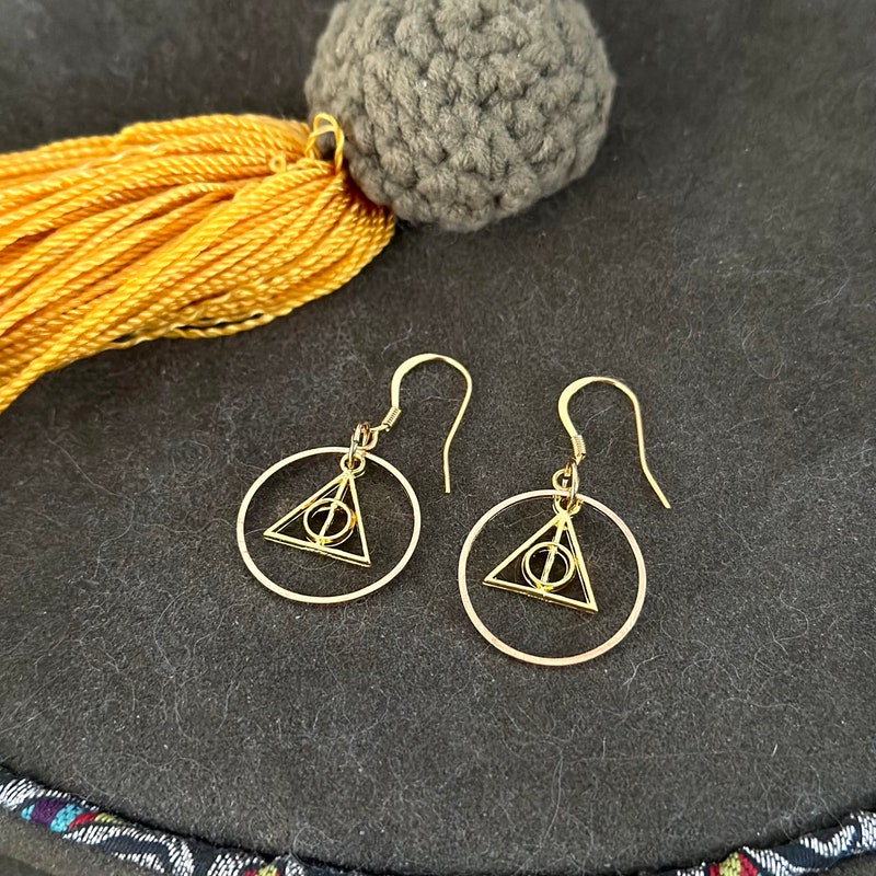 Gold Deathly Hallows Earrings - Etsy