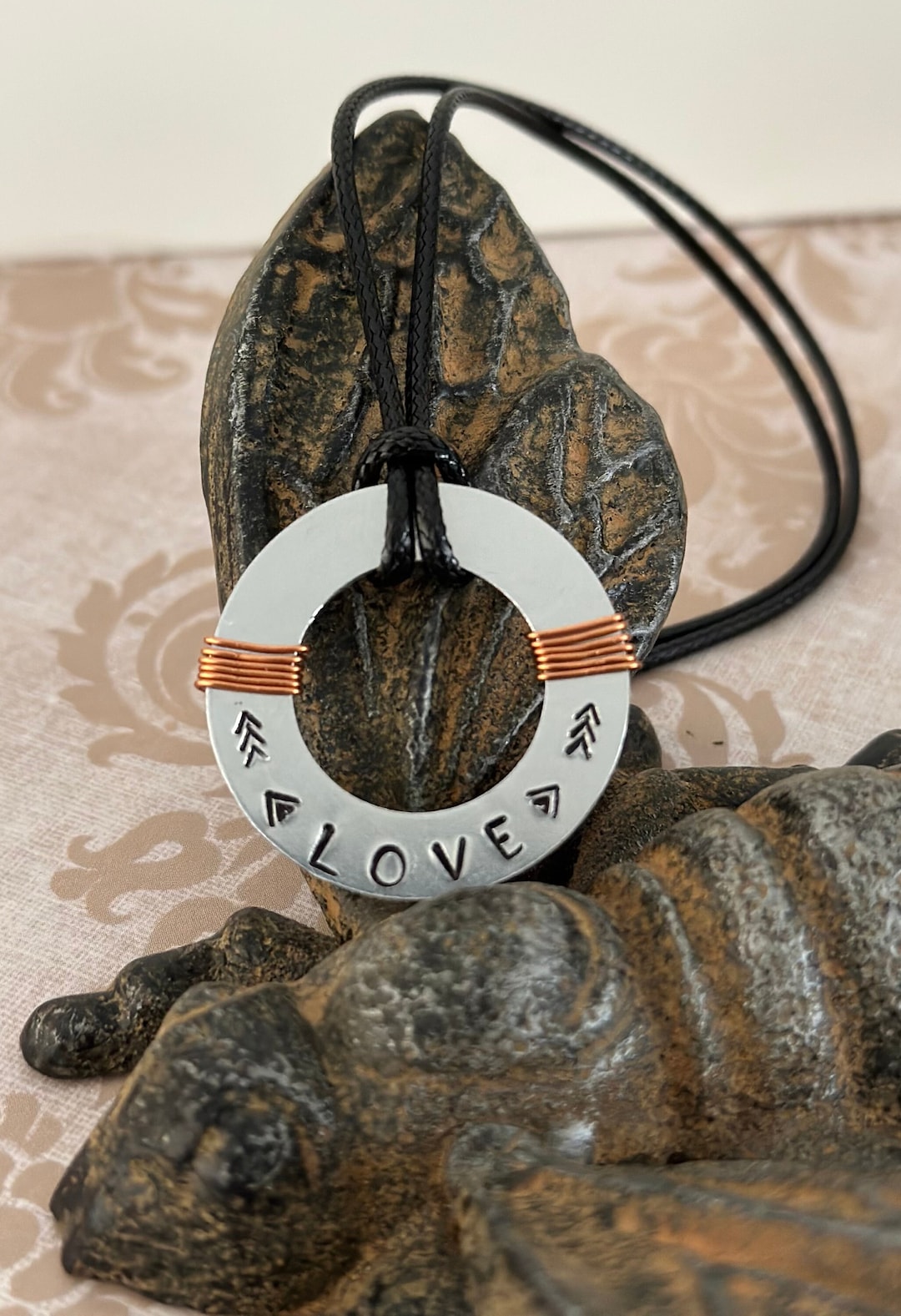 Love Wire Wrap Necklace, Hand Stamped, Wire Wrap Necklace, Trendy Gift ...