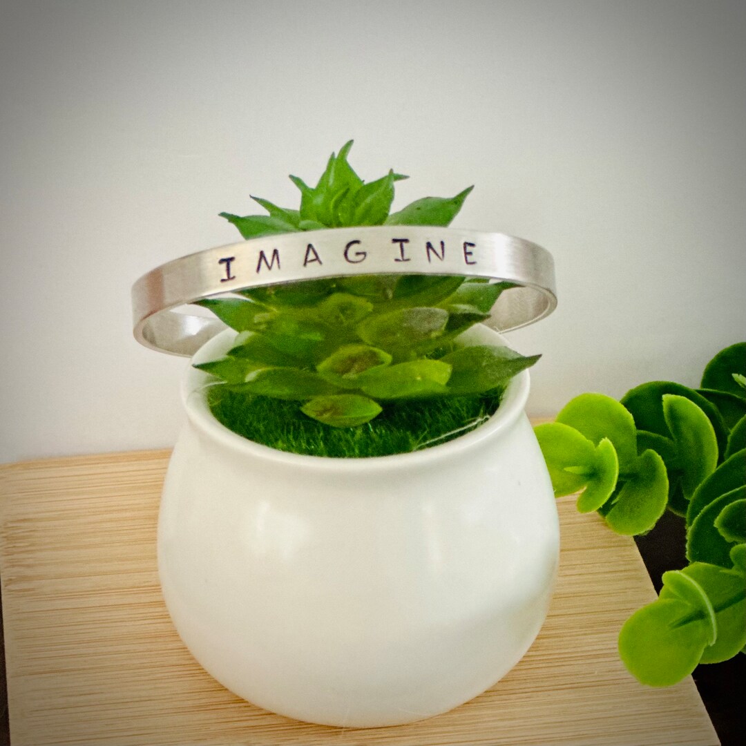 Imagine Bracelet • Gift for Her • John Lennon Bangle • Music Gift ...