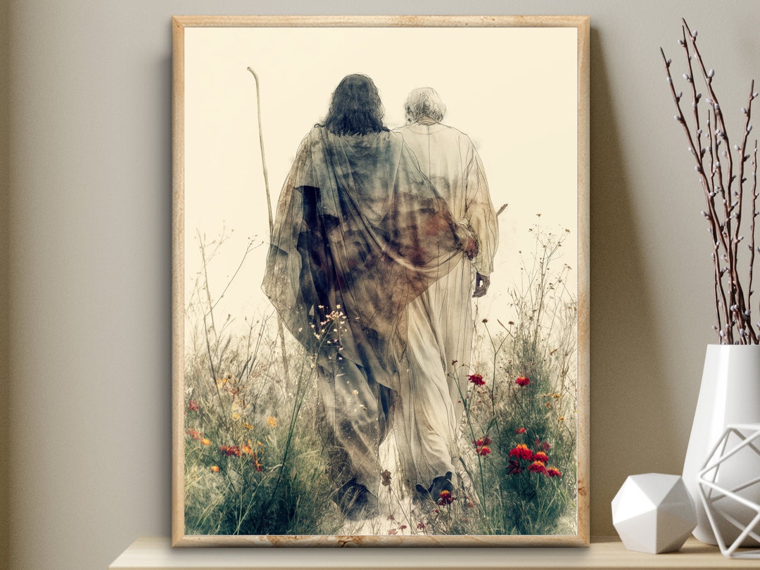 Safe in His Arms, Jesus With a Senior Man, Art Printable, Bible Digital ...