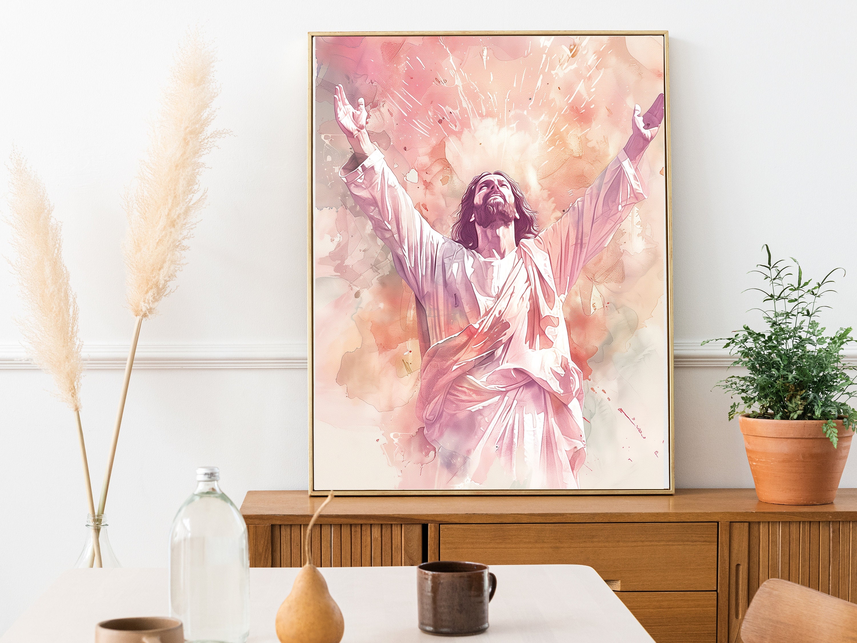 He Has Risen, Resurecction, Jesus Modern Wall Art | Jesus Art | Bible ...