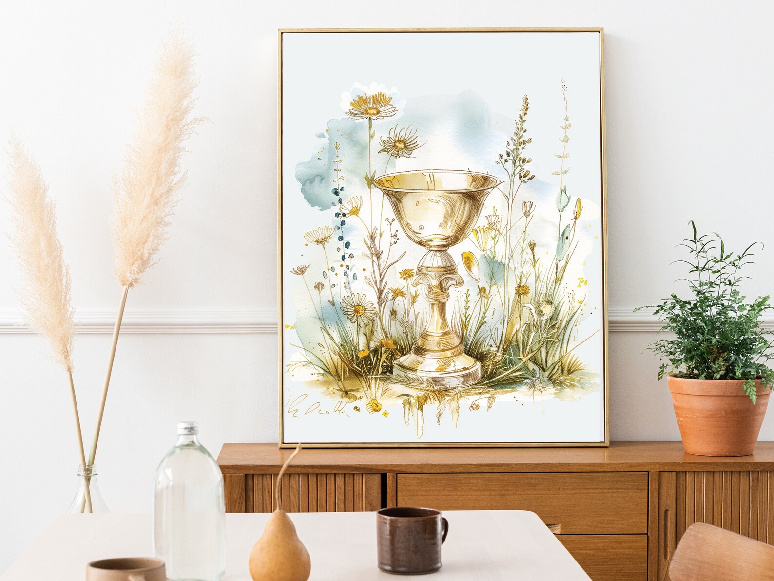 Sacred Chalice Holy Communion, Modern Digital Wall Art, Bible Digital ...