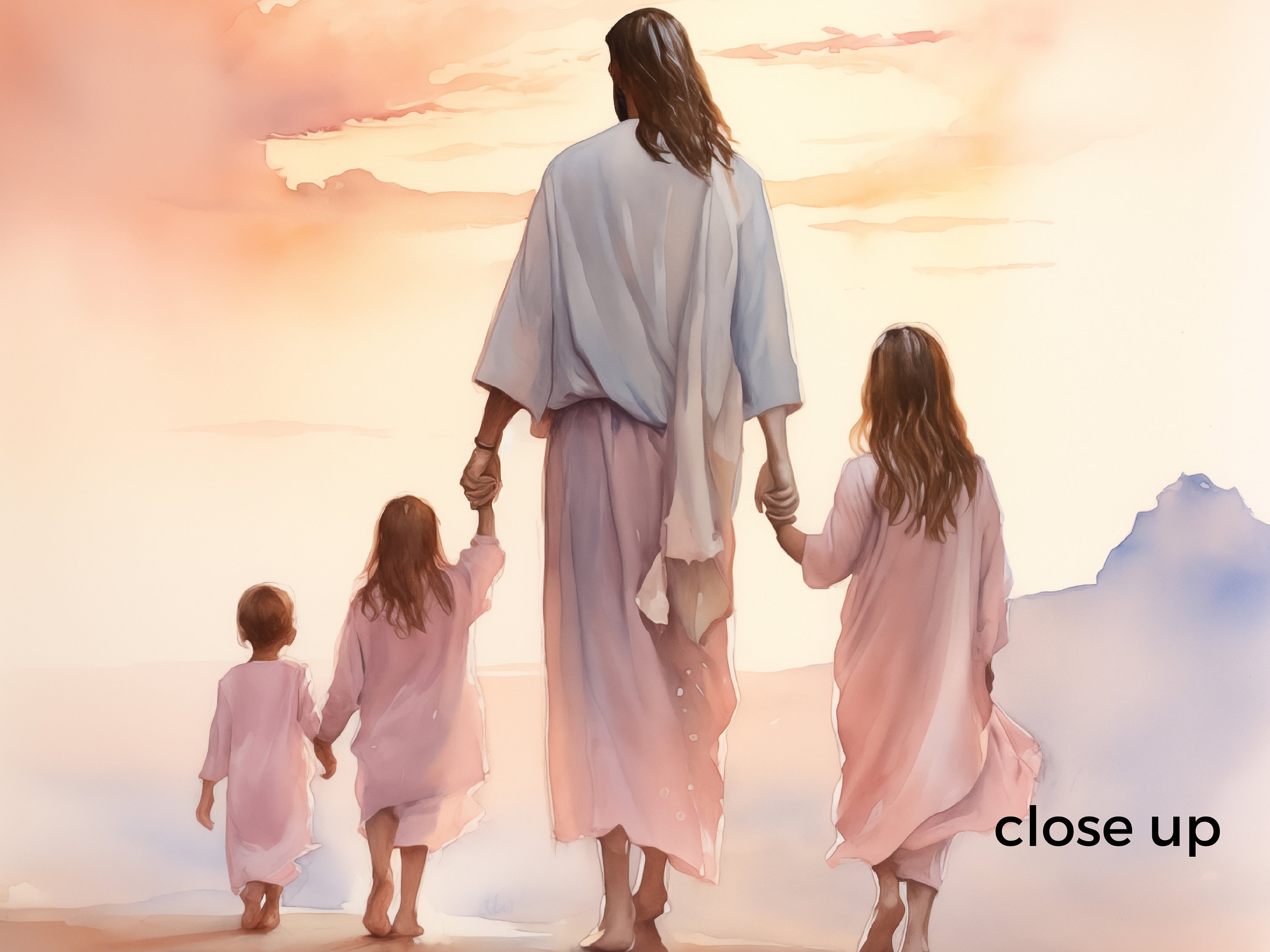 Jesus Christ With Three Sisters, Children, Girls, Digital Print ...