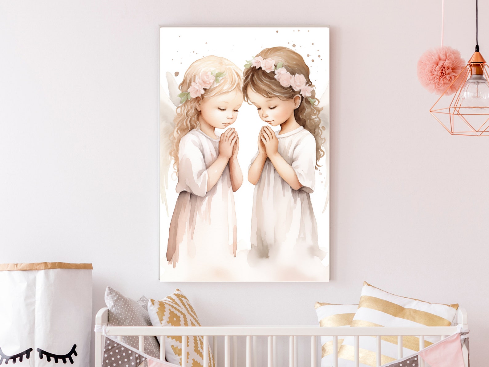 Two Girls Praying, Angel Sisters, A Child of God, Bible Digital Art ...