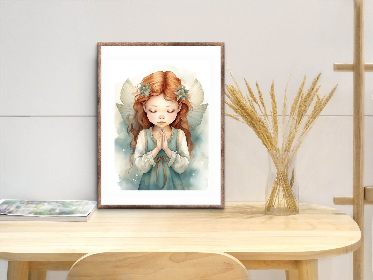 Bible Gift for Girl, Boho Ginger Hair Praying Angel Girl Printable ...