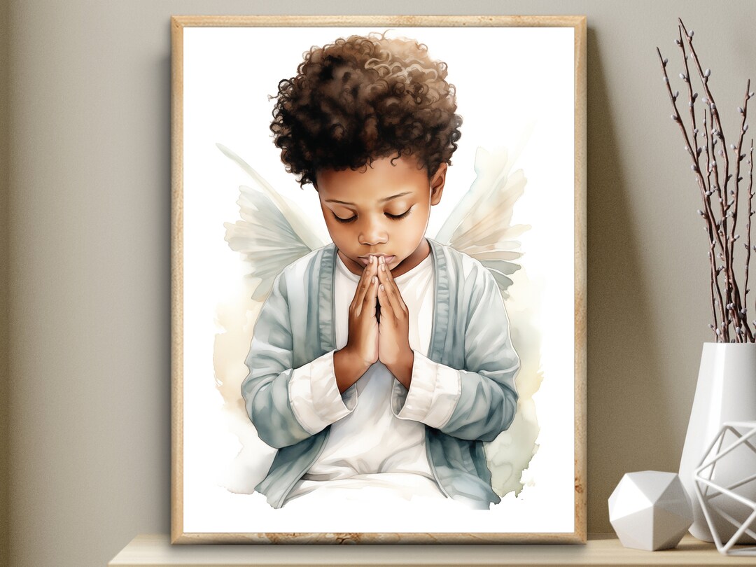 Angel Boy Praying, A Child of God, Dark Skin Boy, African American ...