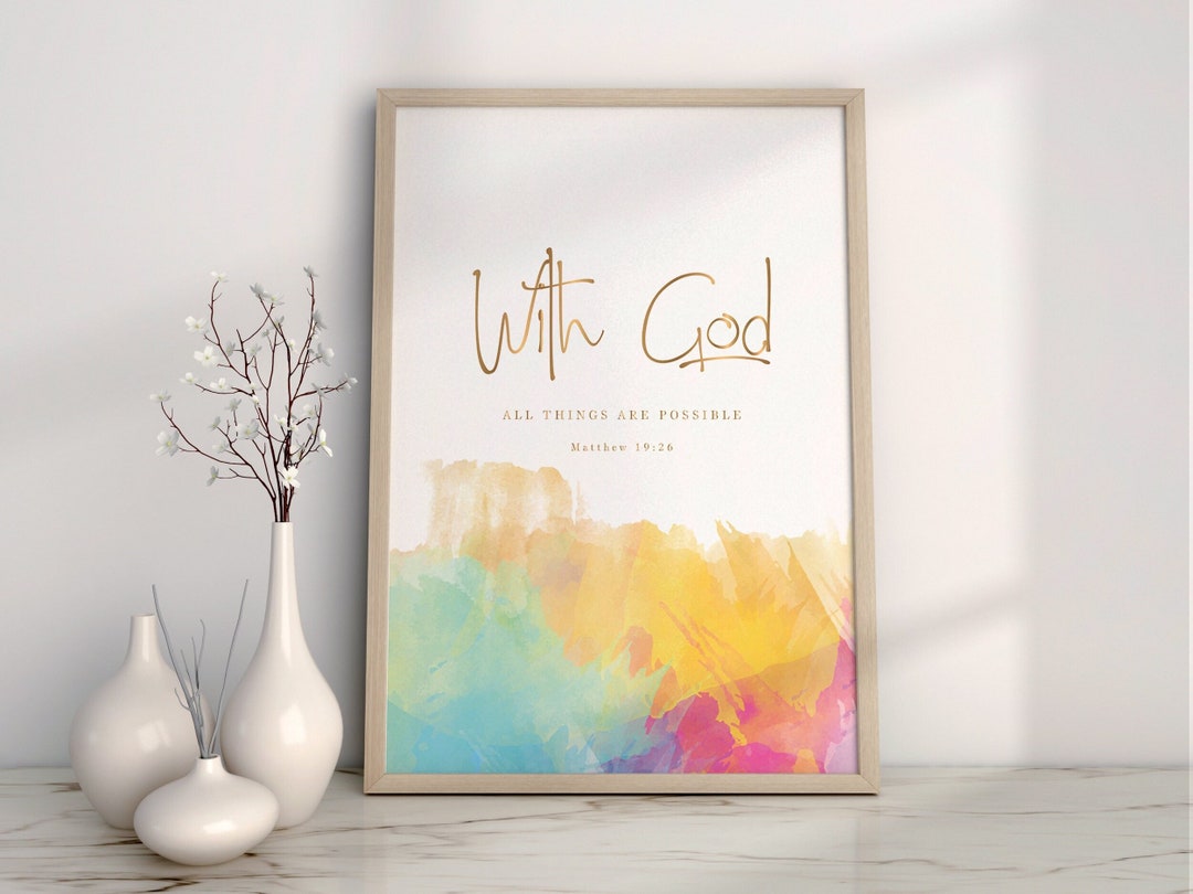 Matthew 19:26, Faith Power, Bible Digital Art Print, Jesus Art ...