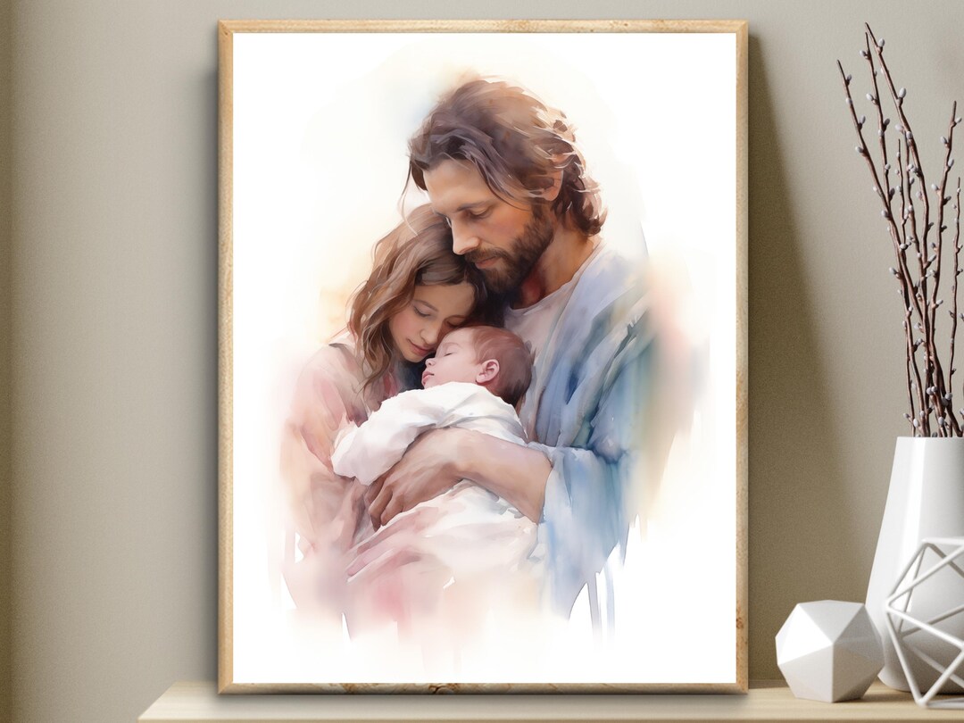 Jesus With a Teenager and a Newborn, Bible Digital Print, Wall Art ...