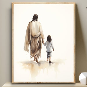 Jesus With a Boy, A Child of God, Bible Digital Print, Watercolor Wall ...