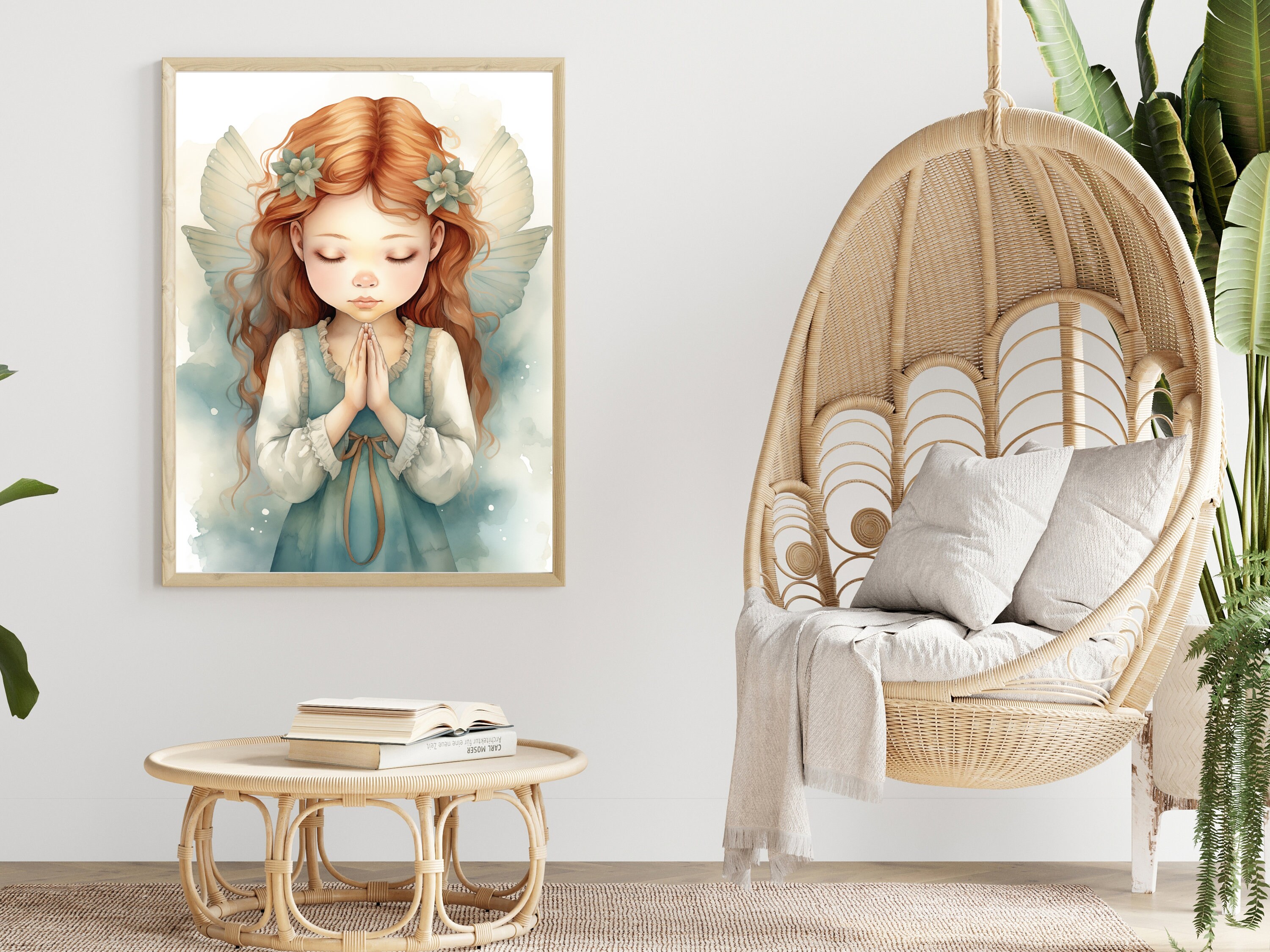 Bible Gift for Girl, Boho Ginger Hair Praying Angel Girl Printable ...