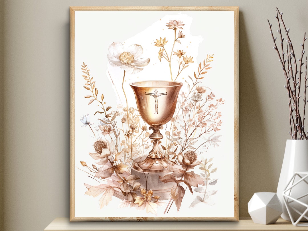 Sacred Chalice, Modern Digital Wall Art, Bible Digital Print, Eucharist ...