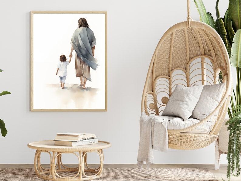 Jesus With a Little Boy, A Child of God, Bible Digital Print ...