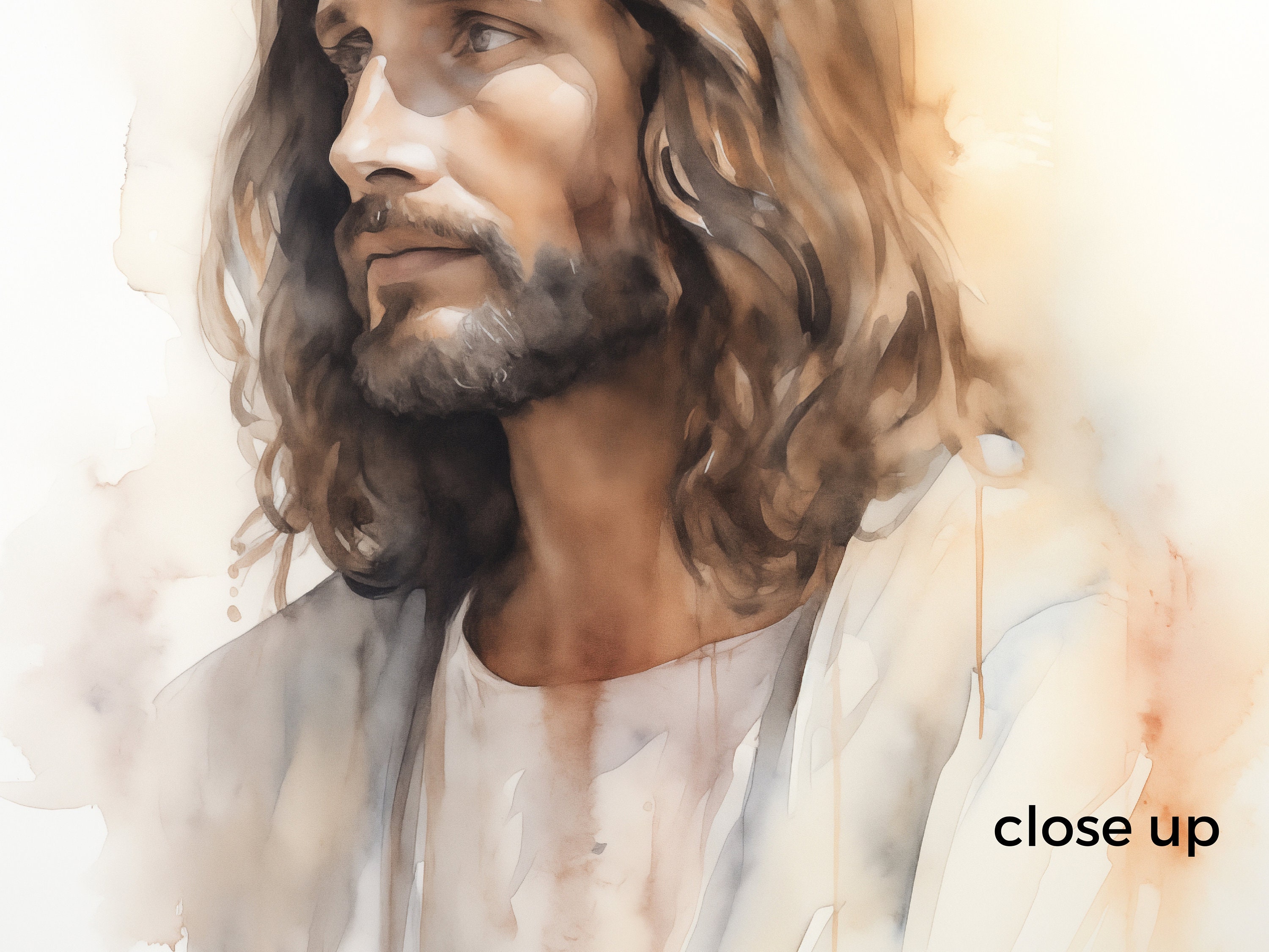 Jesus Christ Portrait Watercolor Art, Modern Jesus Digital Printable ...
