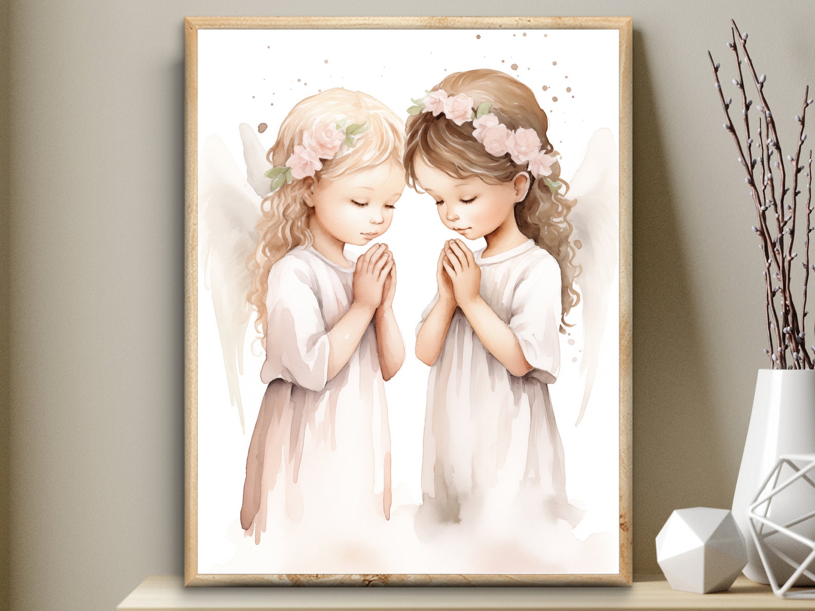 Two Girls Praying, Angel Sisters, A Child of God, Bible Digital Art ...